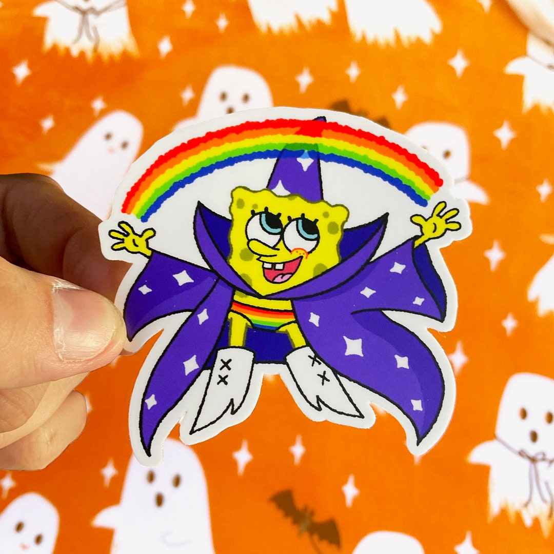 Rainbow Spongebob Vinyl Sticker - Etsy