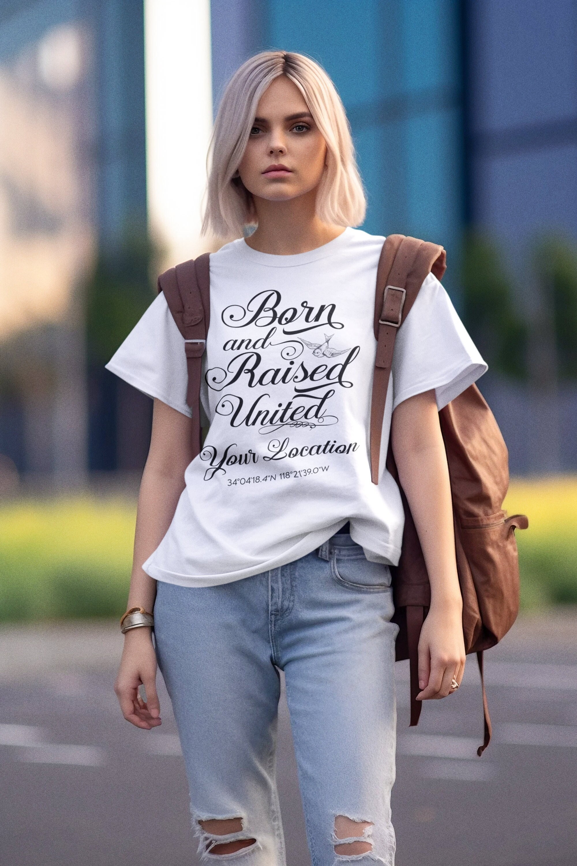 Custom Location and Coordinates Born and Raised United Original Script ...