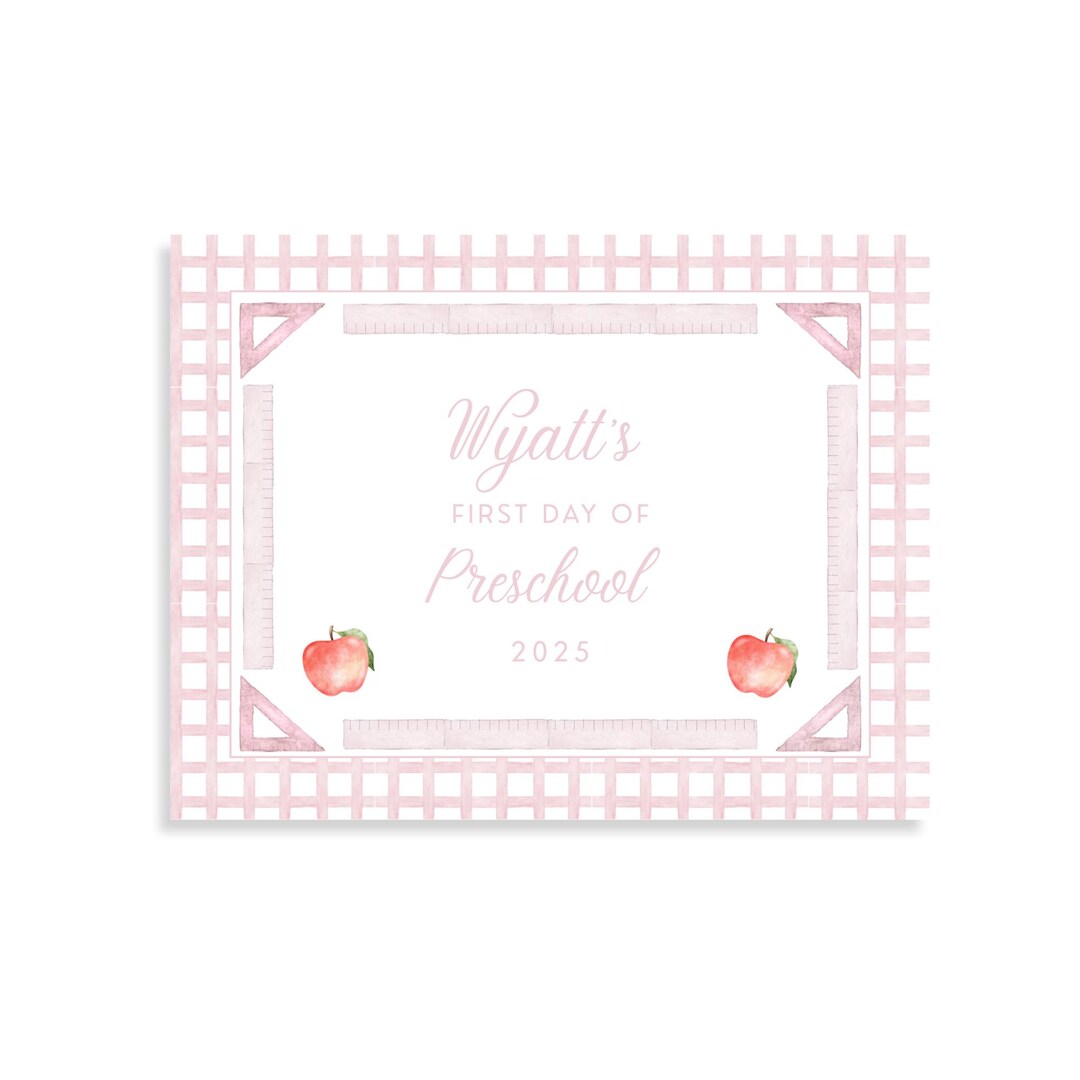 First Day of School Printable Sign | Pastel Pink Back to School Printed ...