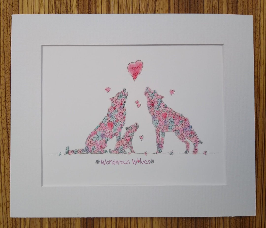 Wonderous Wolves. Family of Wolves Pastel Drawing - Etsy