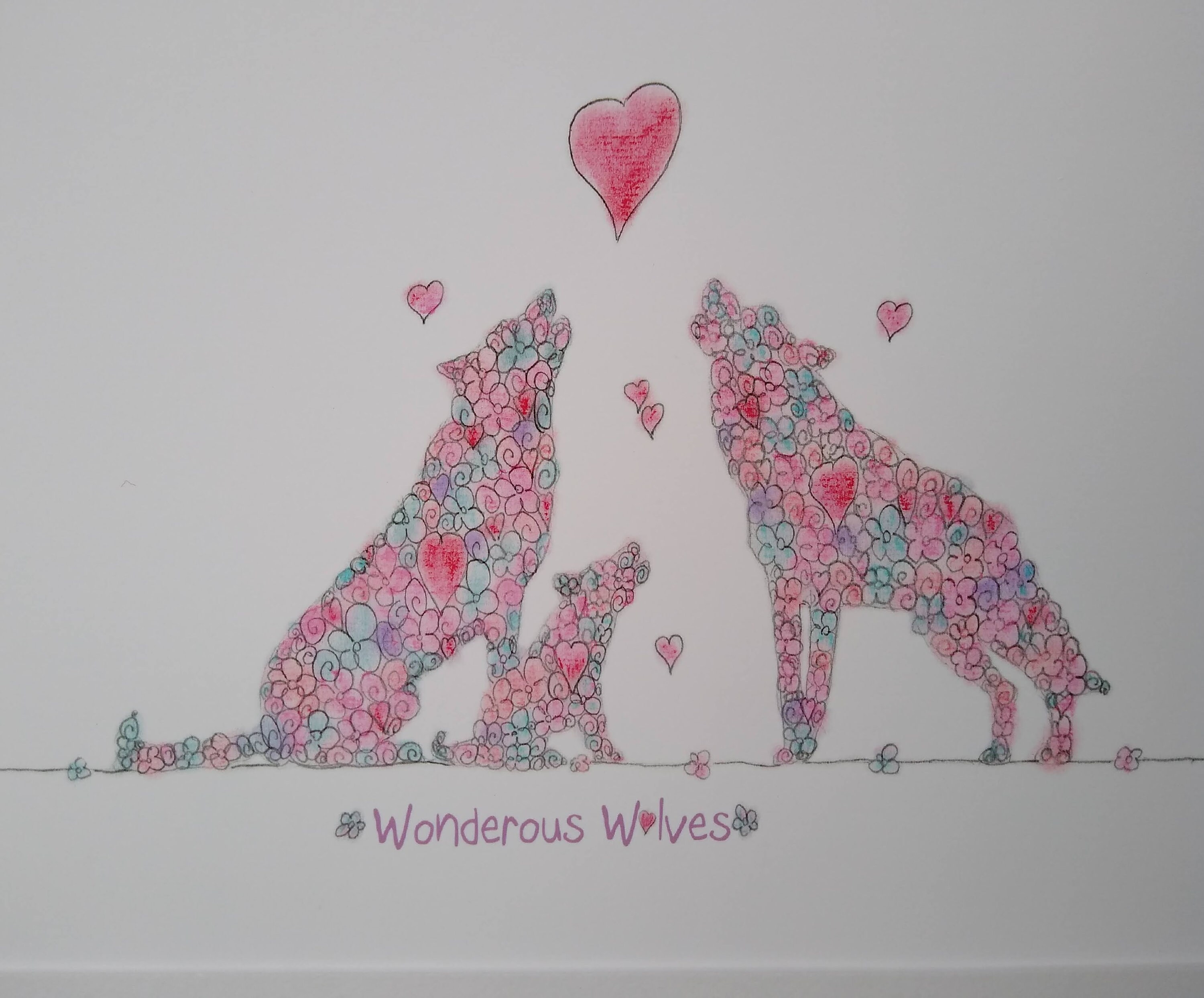 Wonderous Wolves. Family of Wolves Pastel Drawing - Etsy