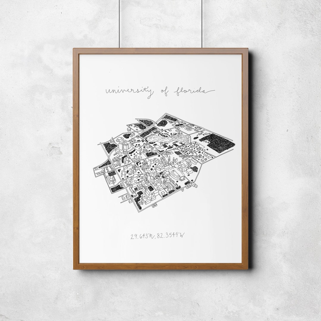UF Poster Map | Perfect College Gift | University of Florida - Etsy