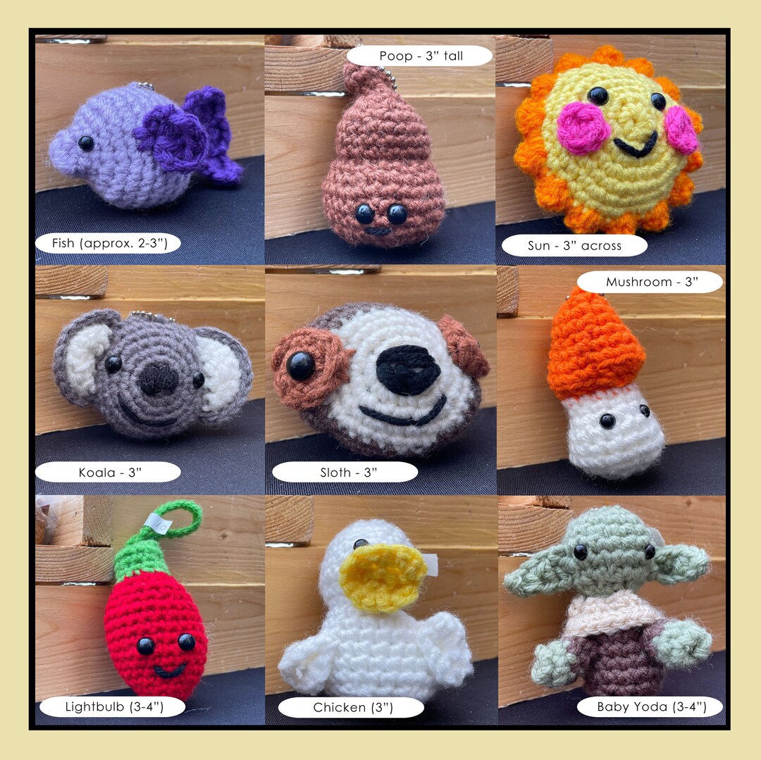 Crochet Keychains Cute Amigurumi Crochet Keychain, Handmade Crochet ...