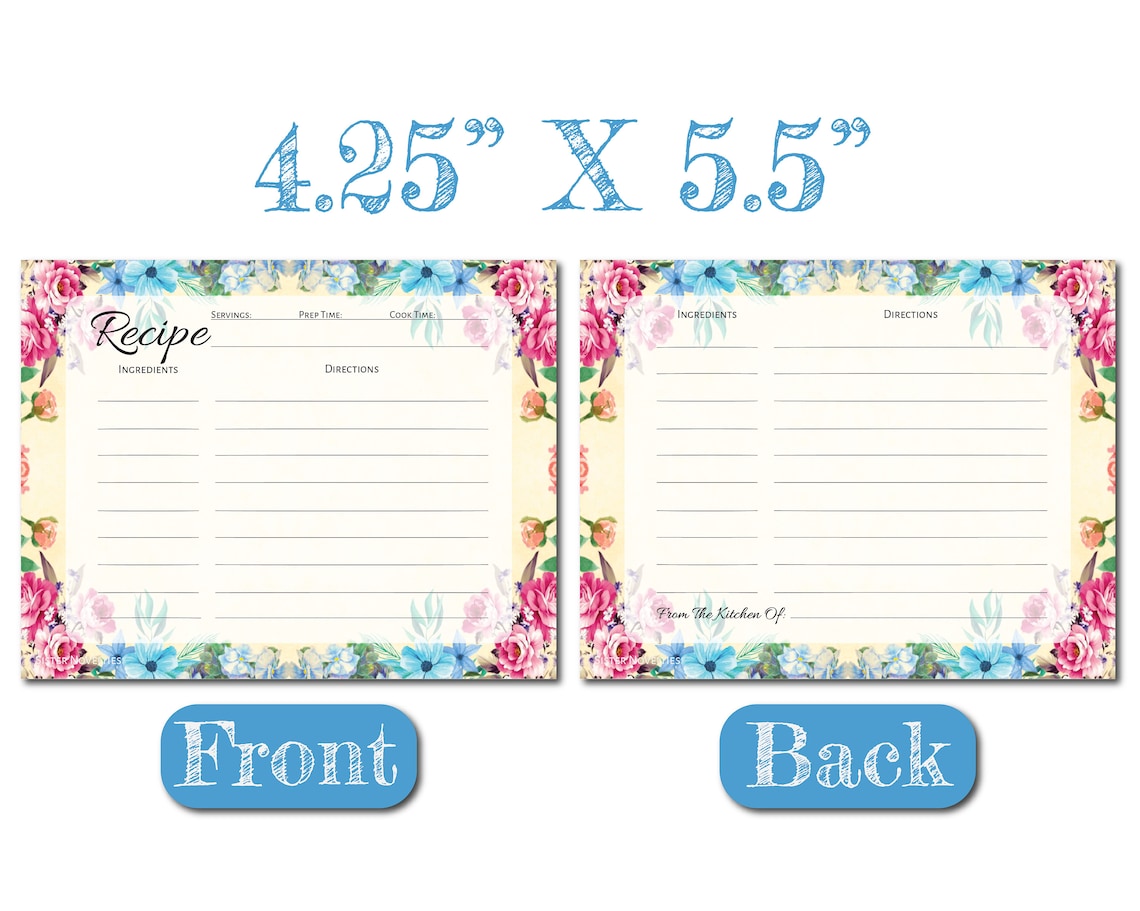 Pioneer Woman Style Floral Recipe Cards 4.25 X - Etsy