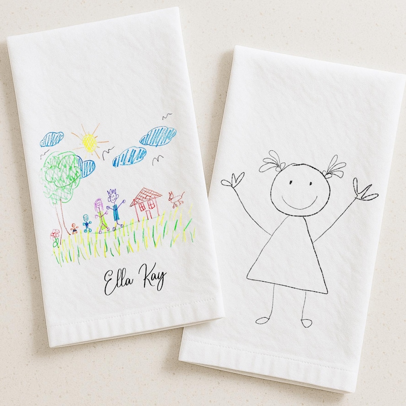Tea Towel Child Drawing - Etsy