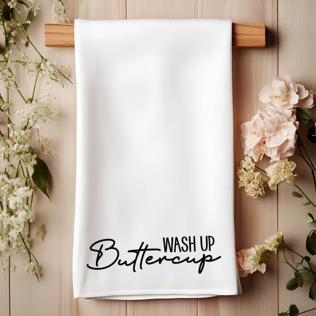 Wash up Buttercup Hand Towel: Funny Farmhouse Bathroom Decor - Etsy
