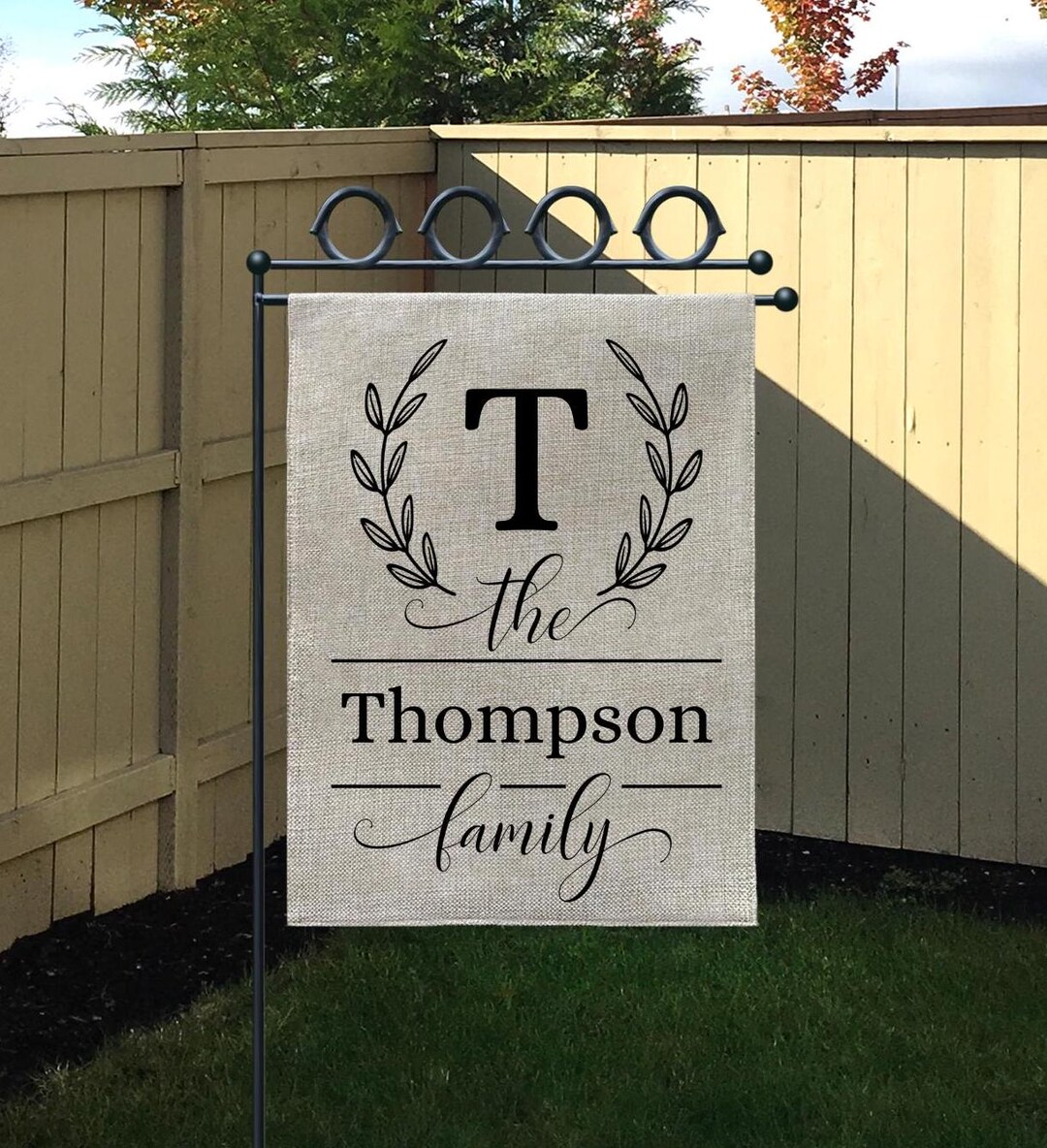 Personalized Monogram Garden Flag - Custom Family Name Yard Flag ...