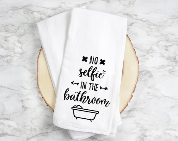 No Selfie Guest Hand Towel Funny Hand Towel Guest Bathroom - Etsy