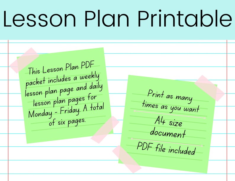 Lesson Plan Printable - Regular Font - Rainbow Colors - Early Childhood ...