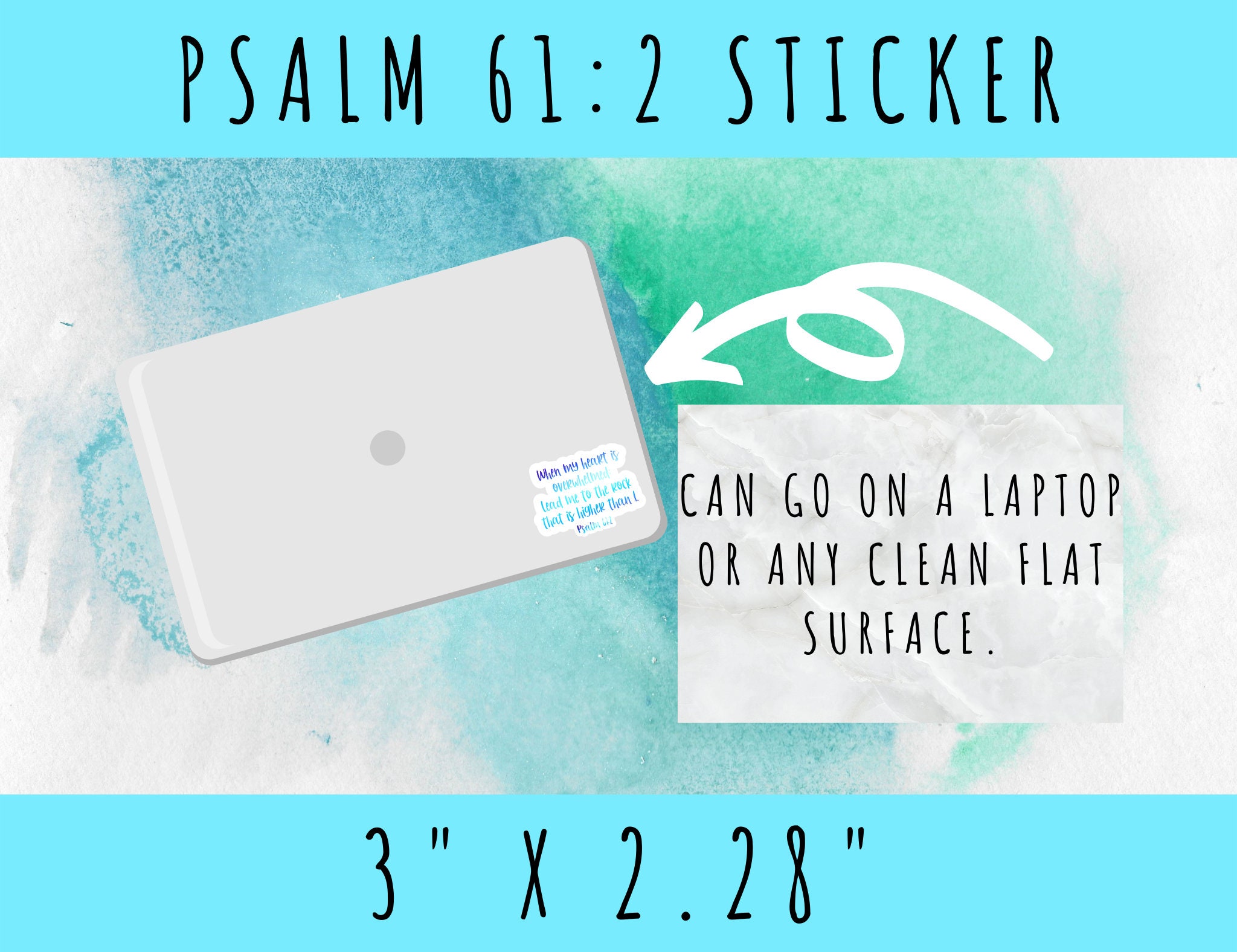 Psalm 61:2 Sticker Bible Verse Sticker Blue Clear Back Bible Sticker ...