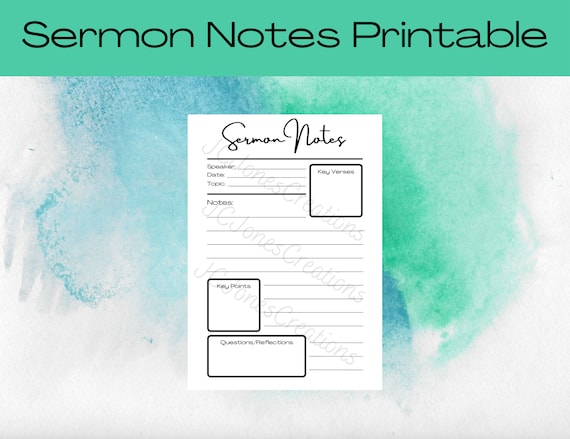 Sermon Notes Printable Instant Download PNG PDF | Etsy