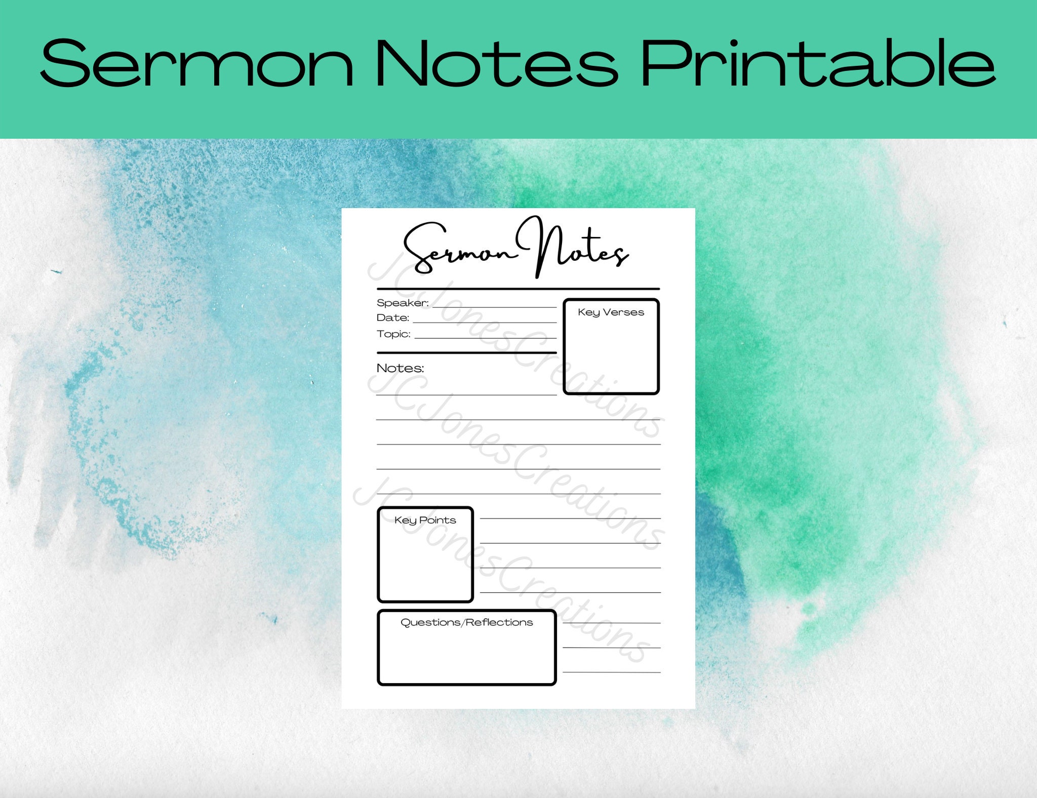 Sermon Notes Printable - Instant Download - PNG - PDF - Etsy