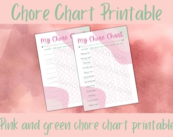Chore Chart Printable Blue and Green Digital Download | Etsy