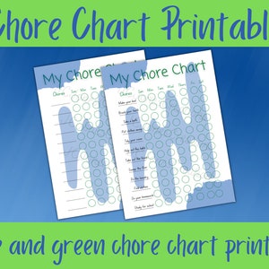 Chore Chart Printable - Blue and Green - Digital Download - PNG - PDF ...