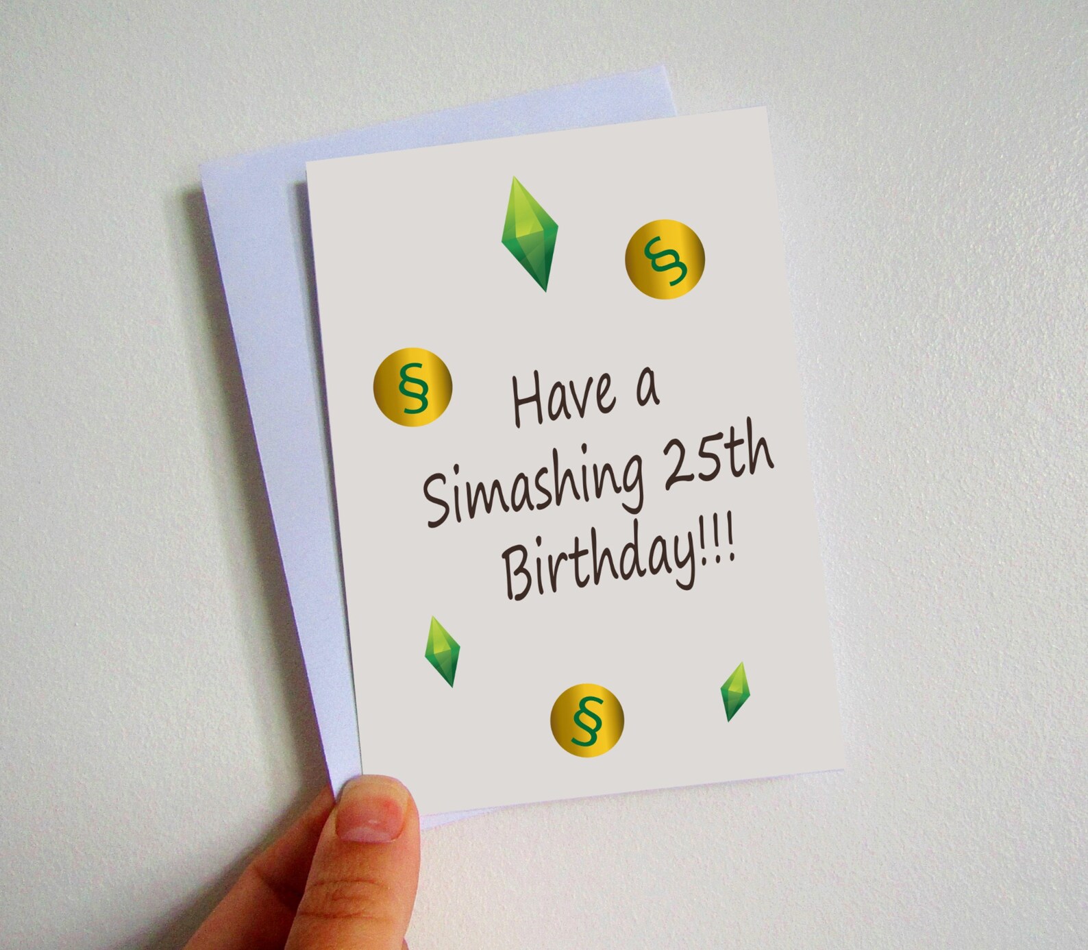 The Sims Style Personalisable Birthday Card With Plumbobs and Simoleons ...