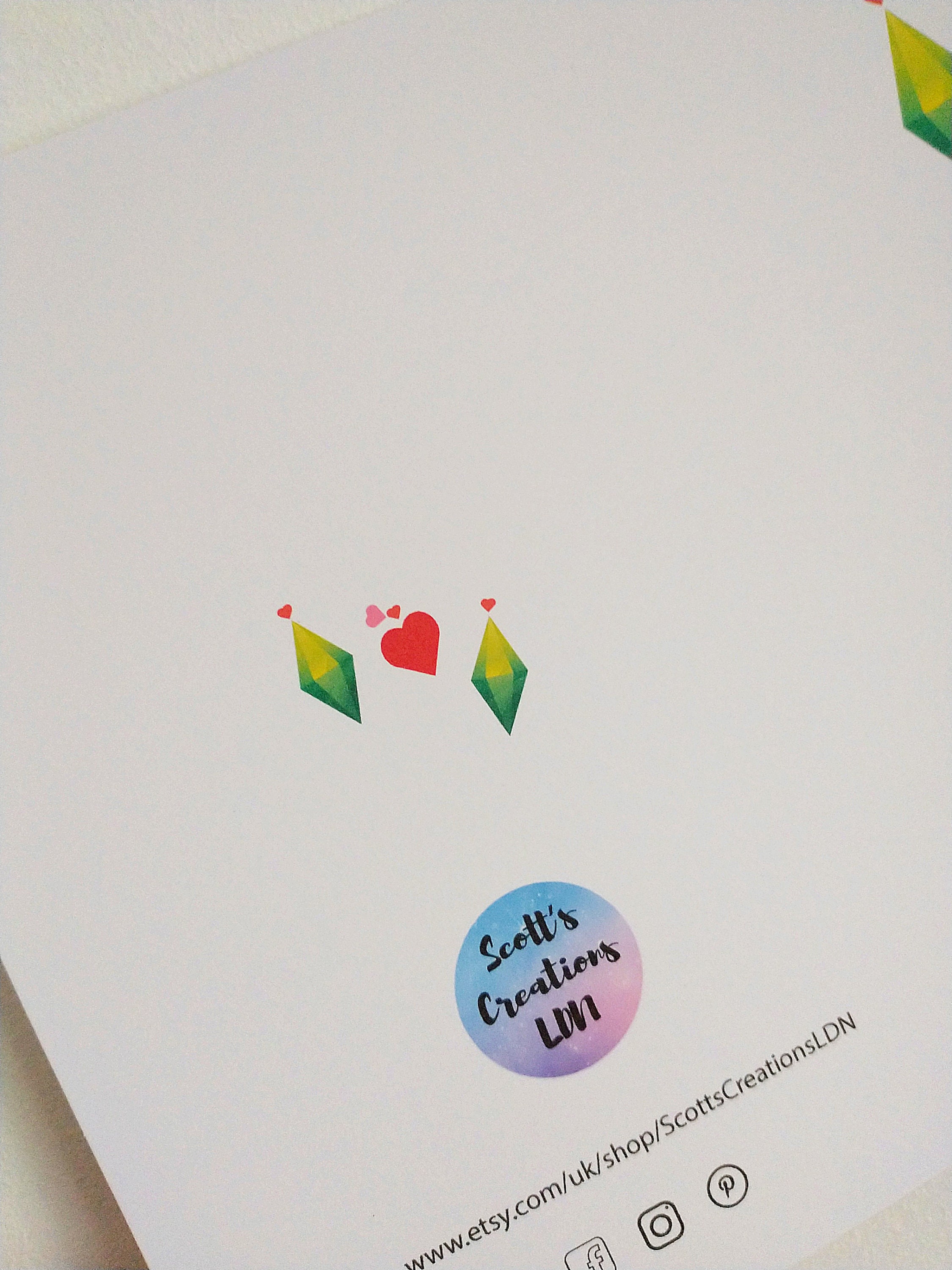 The Sims Style Birthday or Anniversary Card With Plumbobs and Hearts ...