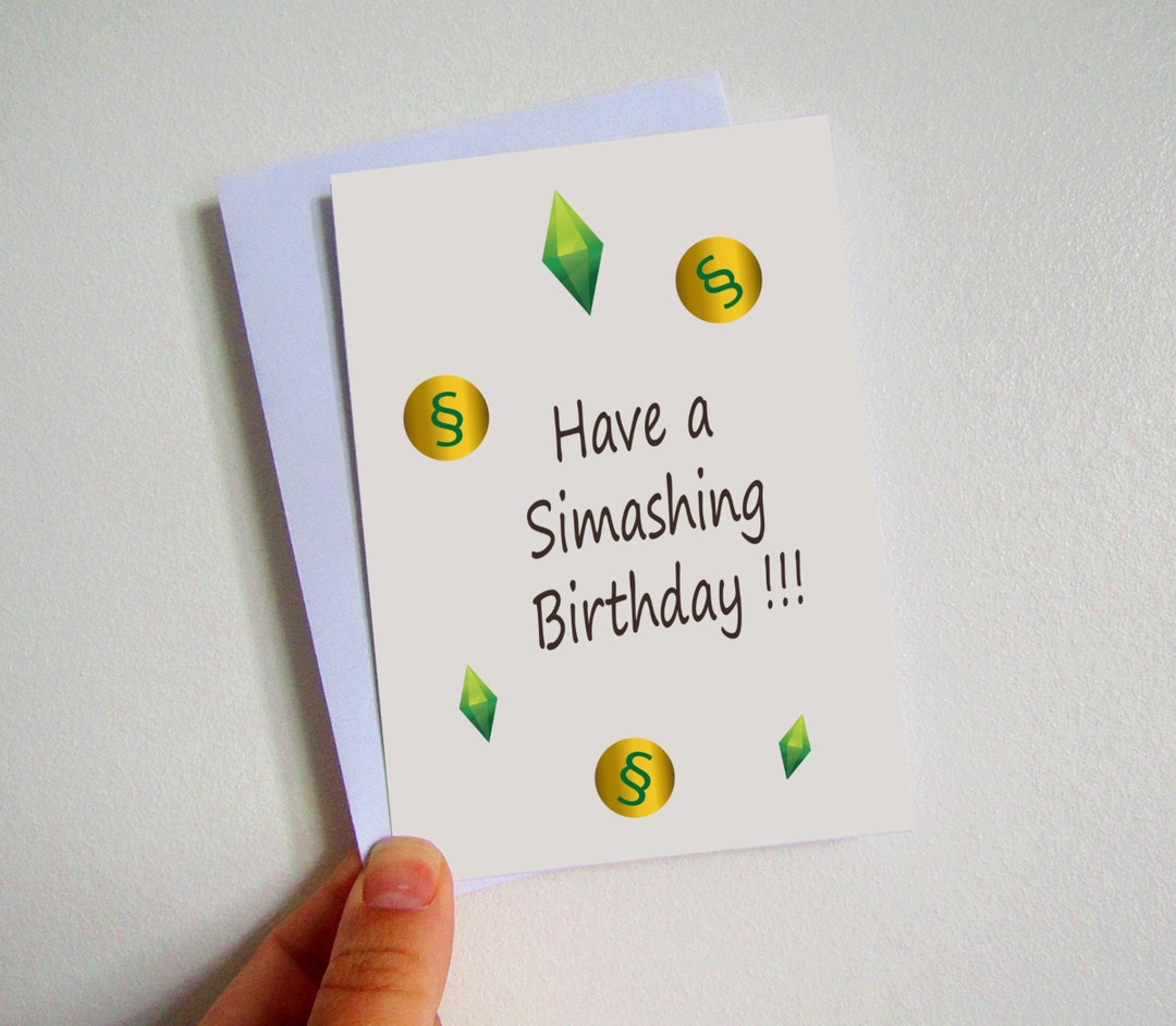 The Sims Style Personalisable Birthday Card With Plumbobs and Simoleons ...