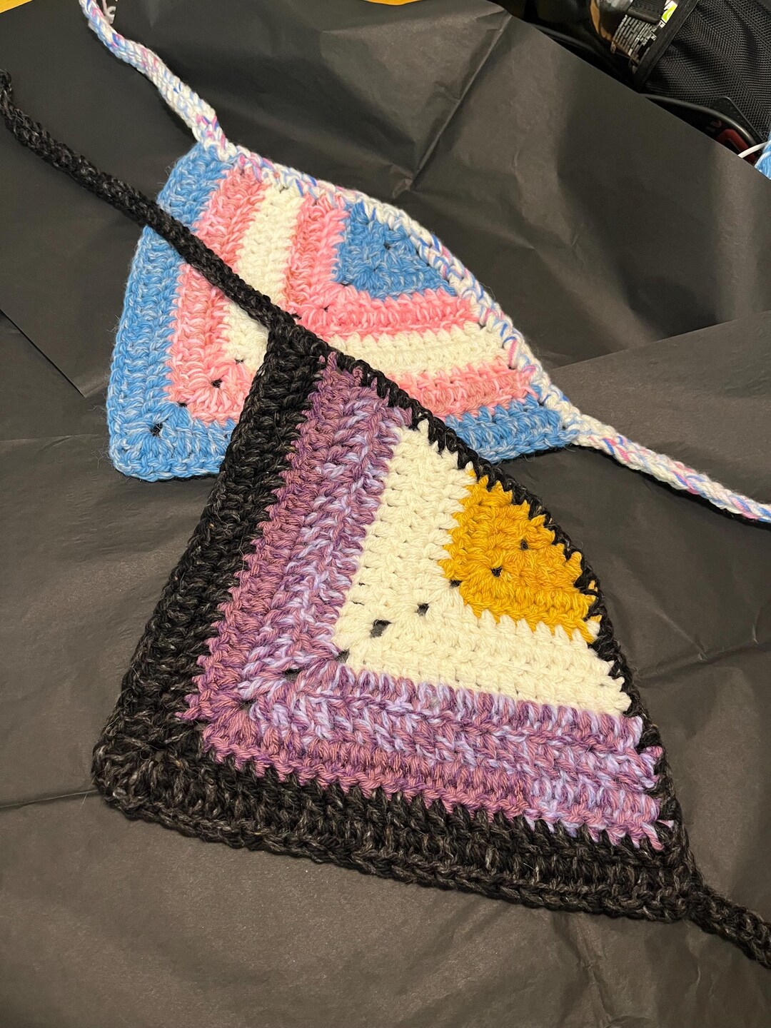 Scrappy Bandana: Trans and Non-binary Flag Crochet Bandana Made From ...