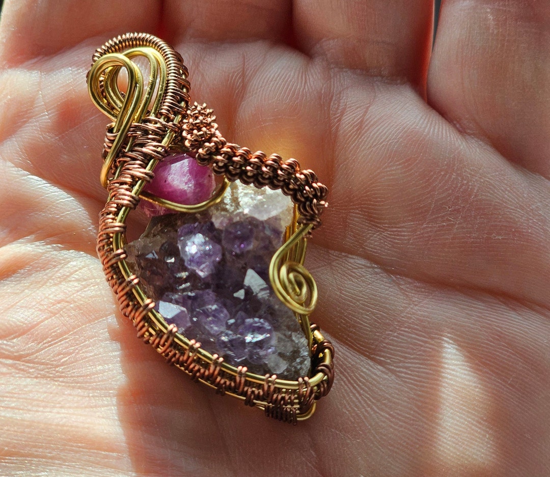 Amethyst Ruby Stone Pendant - Etsy