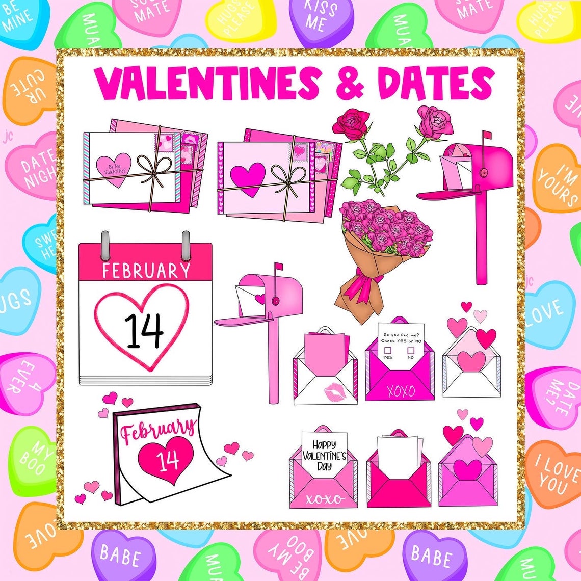 70 Piece Valentine's Day Themed CLIPART Kit - Etsy