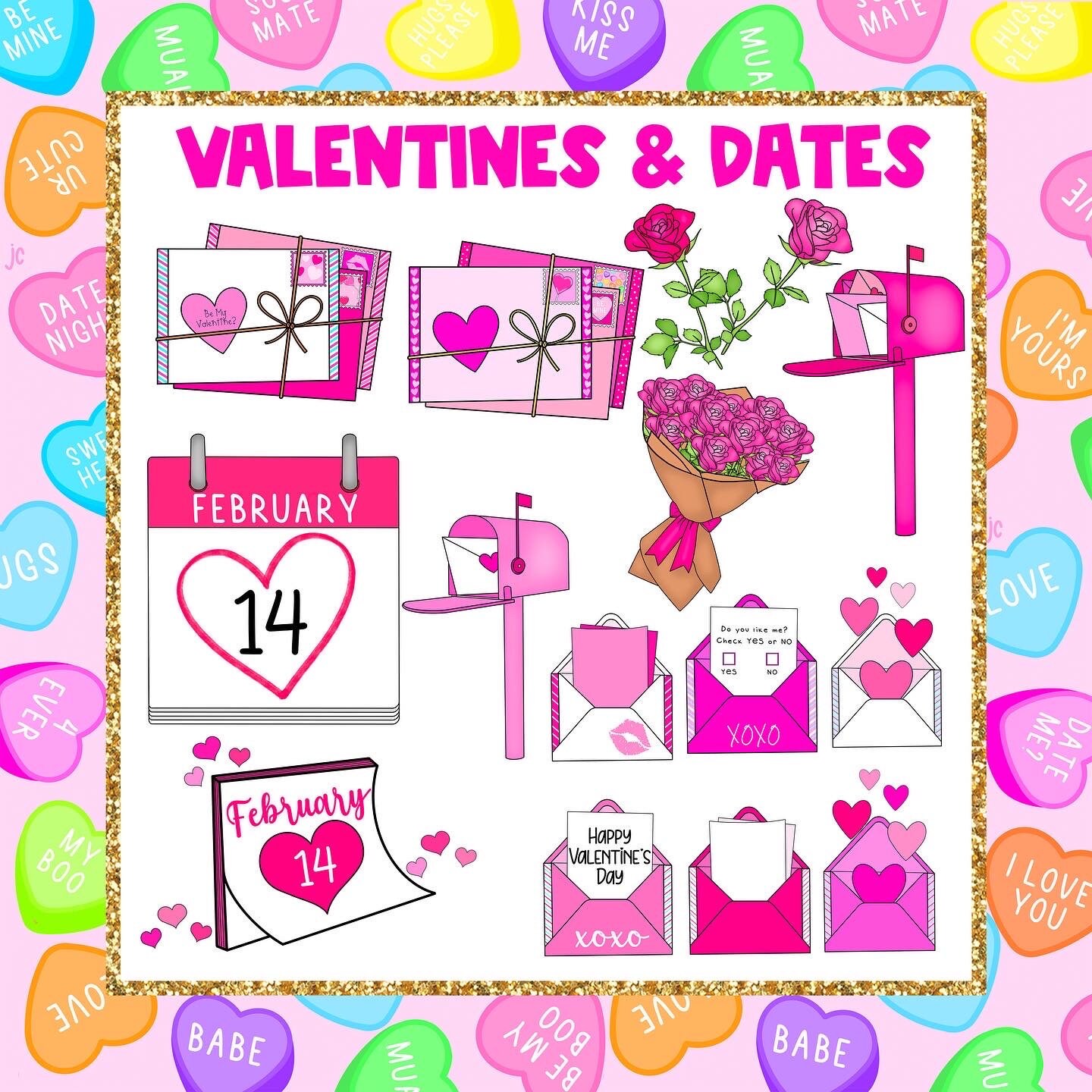 70 Piece Valentine's Day Themed CLIPART Kit - Etsy