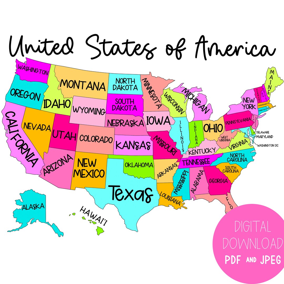 United States Map Digital Download - Etsy
