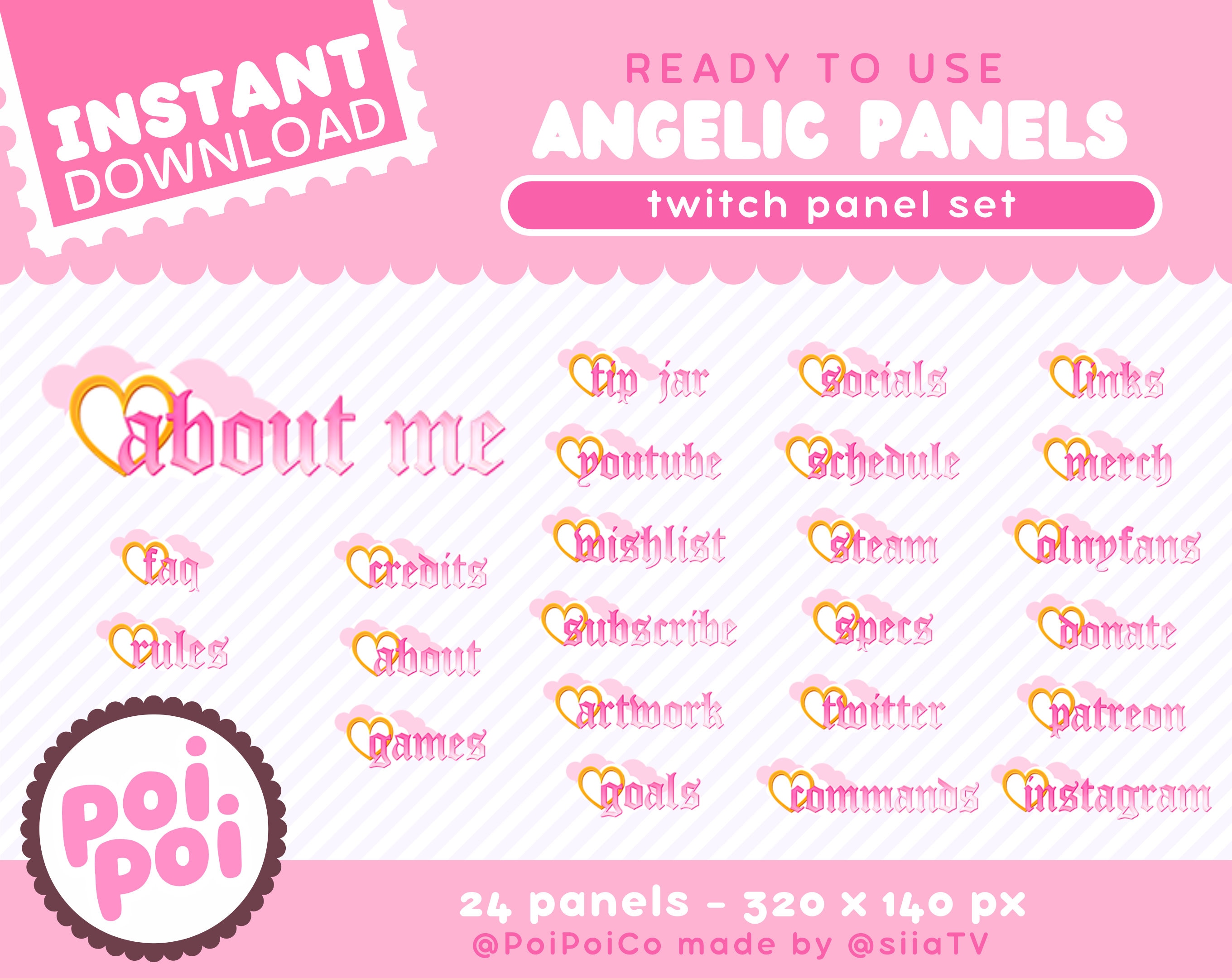 24x Twitch Cute Pink Angelic Panels / Badges / Kawaii / Streamer ...