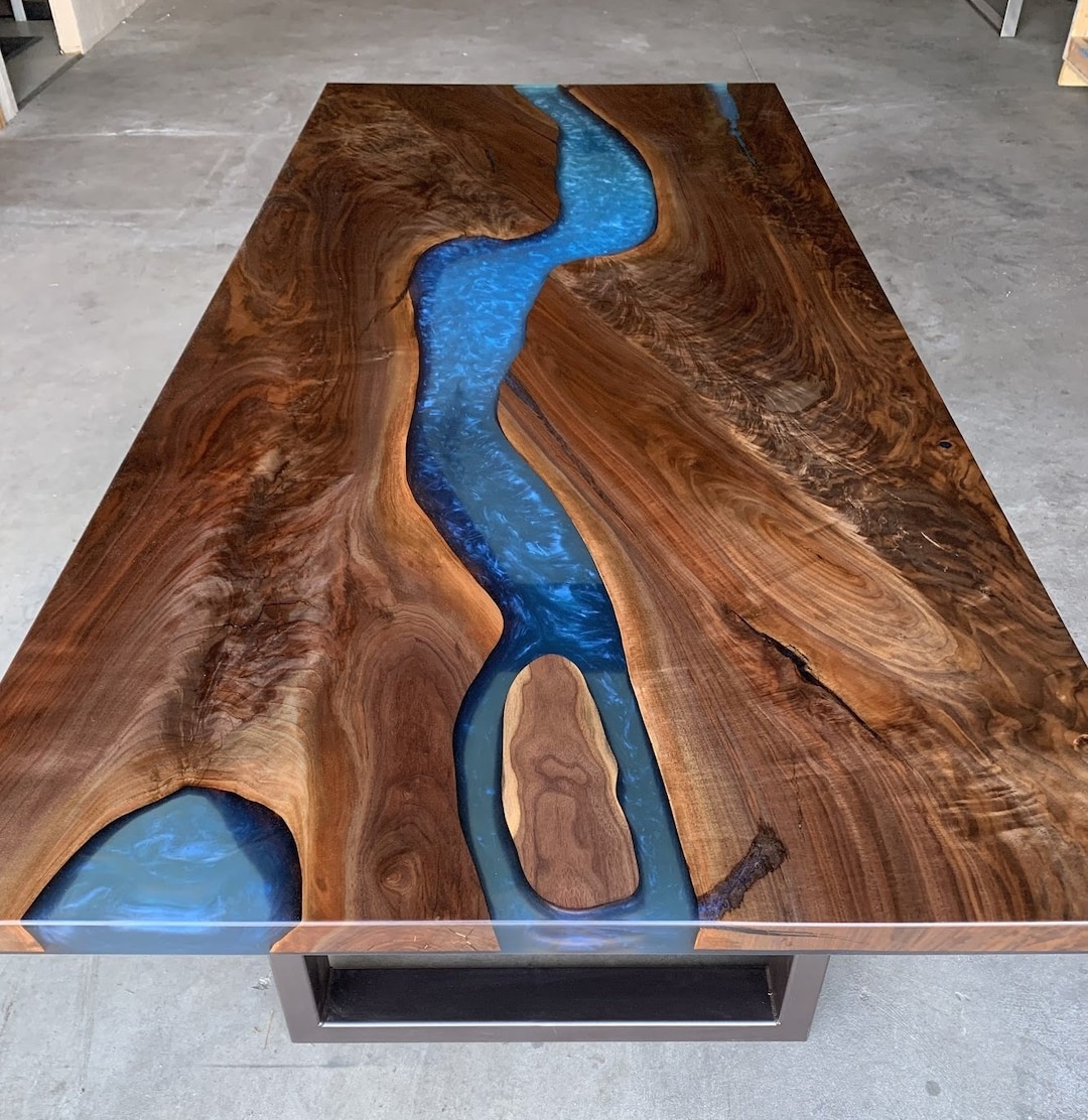 Custom Black Walnut Resin River Dining Table - Etsy