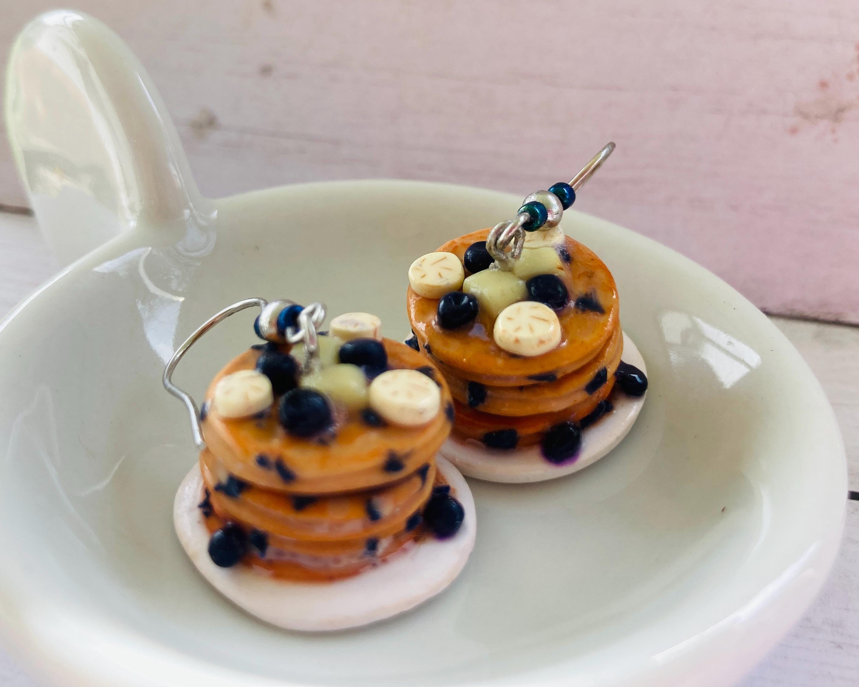 Blueberry and Banana Pancakes.breakfast Earrings. Brunch Earrings. Gift ...