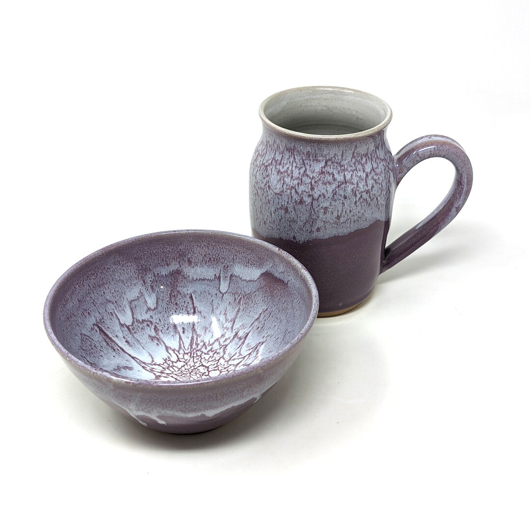 Breakfast Set Matching Purple Bowl and Mug - Etsy