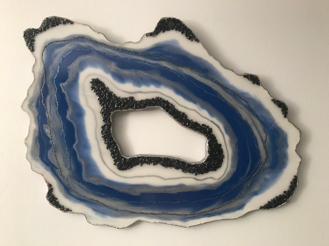 Blue Abstract Geode Board for Decoration Fluid Art Technique - Etsy