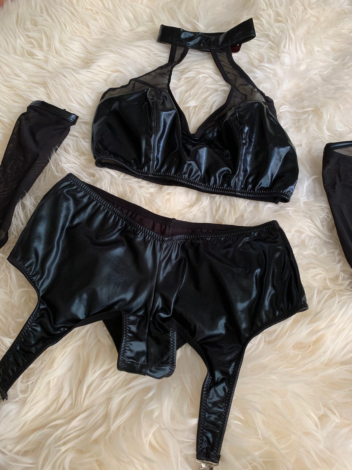 Sexy Latex Lingerie Set Glove Latex Set Sexy Latex Lingerie Erotic