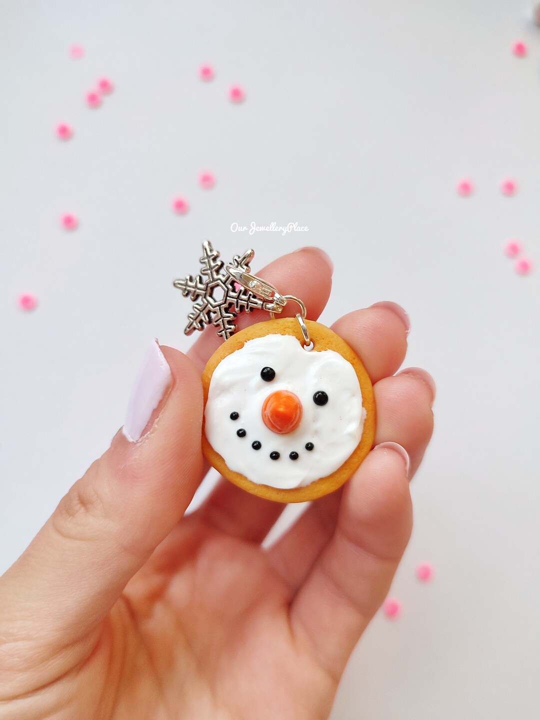 Snowman Cookie, Polymer Clay Snowman Charm, Polymer Clay Christmas ...