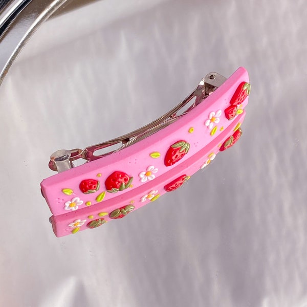 STRAWBERRY HAIRCLIP, Polymer Clay Hair Accessories, Pink Hairclip ...