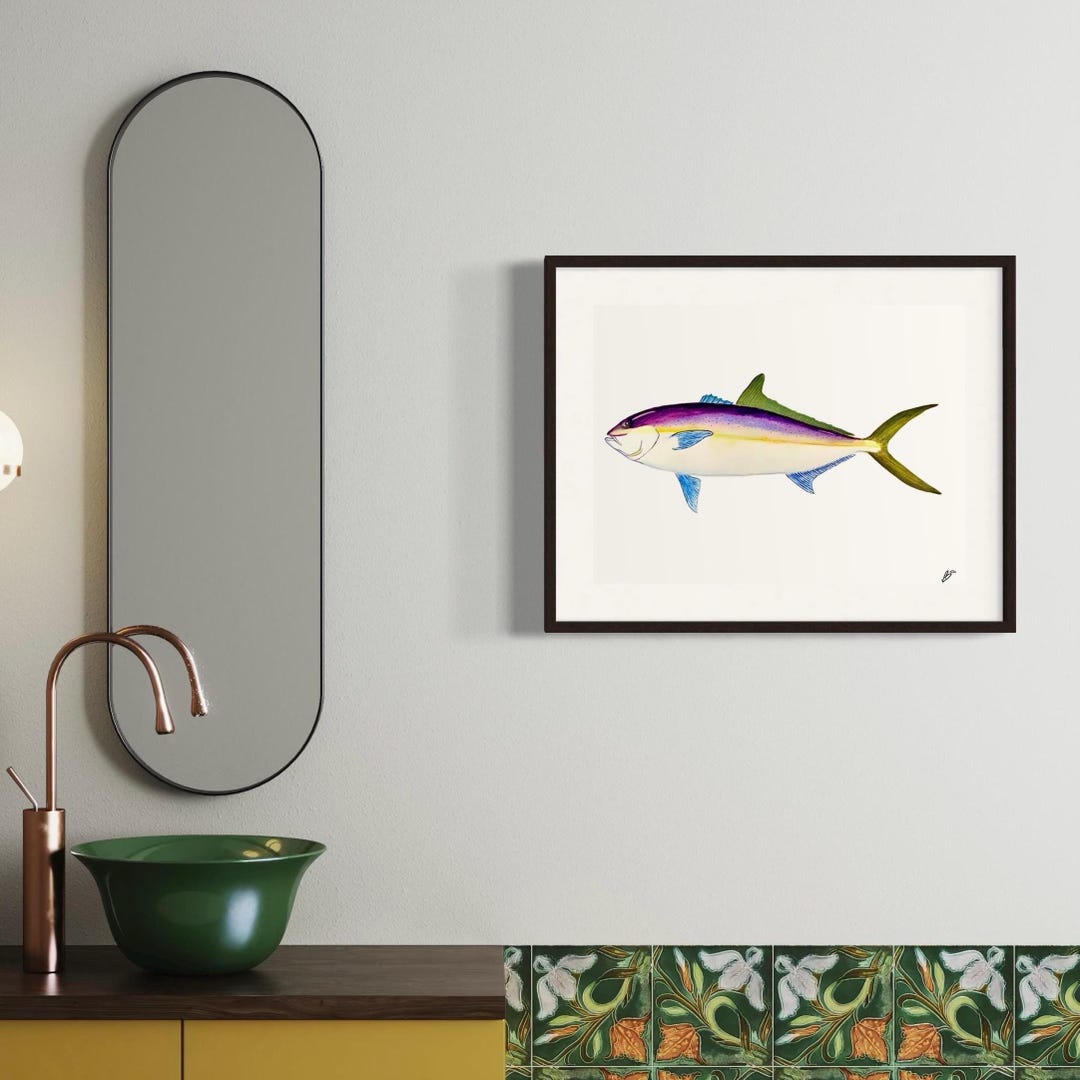 Amberjack Watercolor Print - Etsy