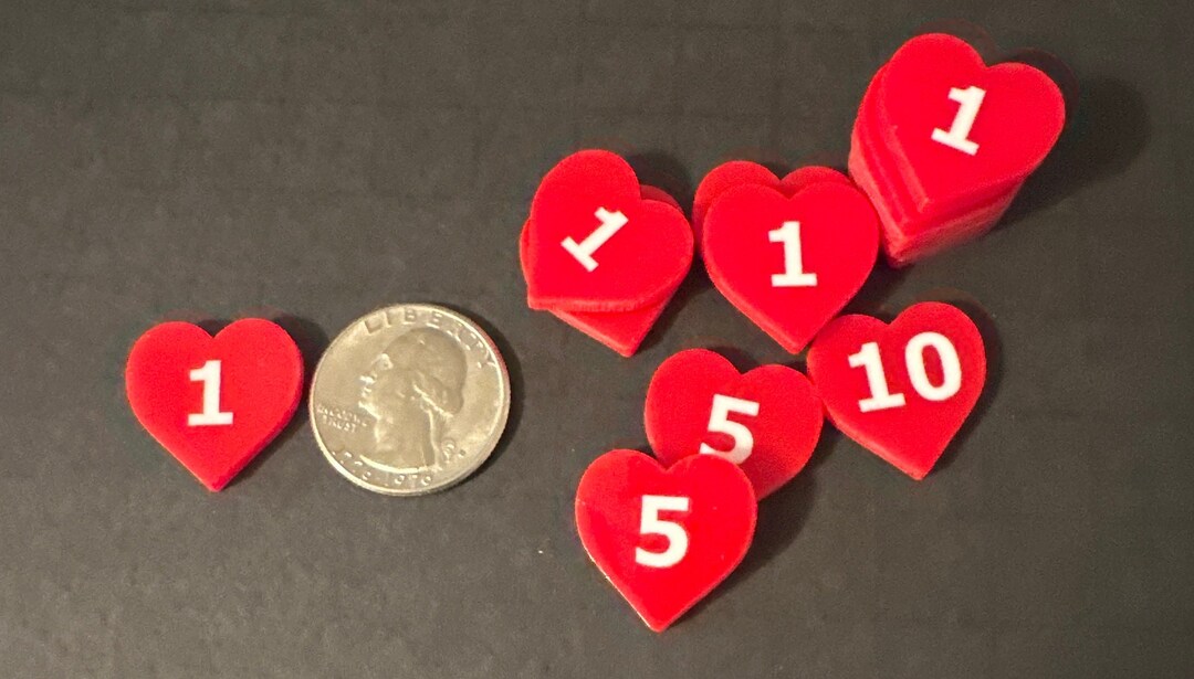 Acrylic Heart Life Counter Tokens - Etsy