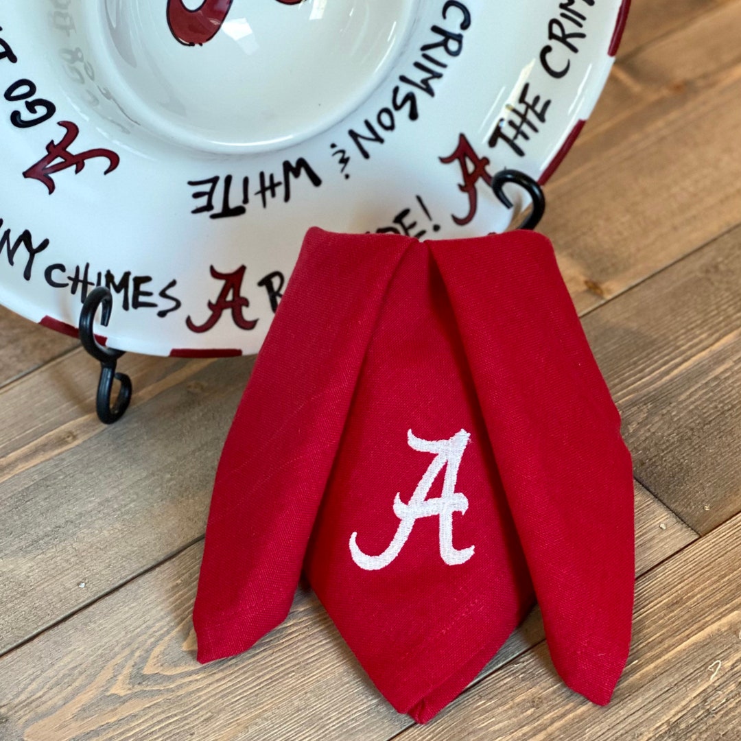 Alabama Crimson Tide Linen Dinner Napkins, Hostess Gift, Custom Napkins ...
