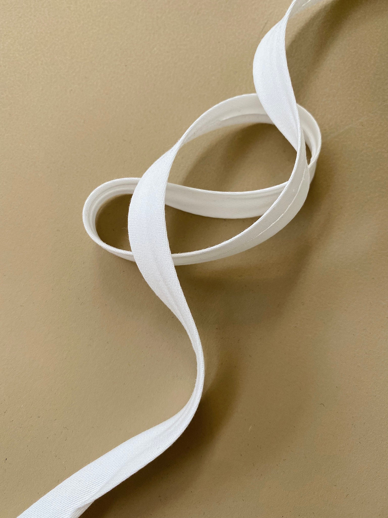 Organic Tapes - Bias Binding Tape - White Tencel Twill 12mm Full Fold ...