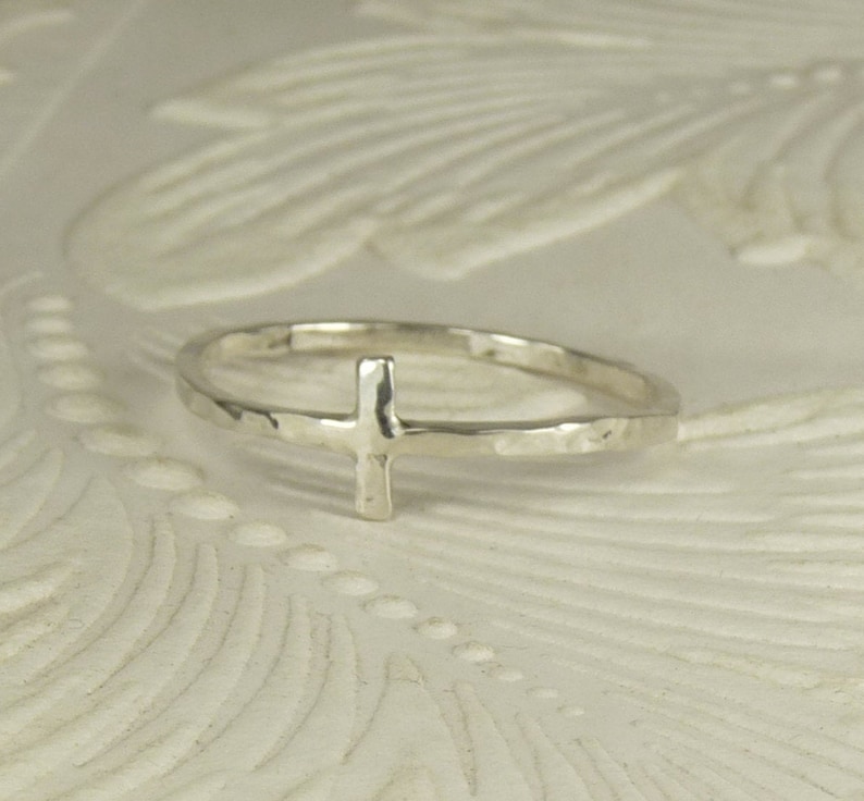 Sideways Cross Ring Purity Ring Sterling Silver Ring - Etsy