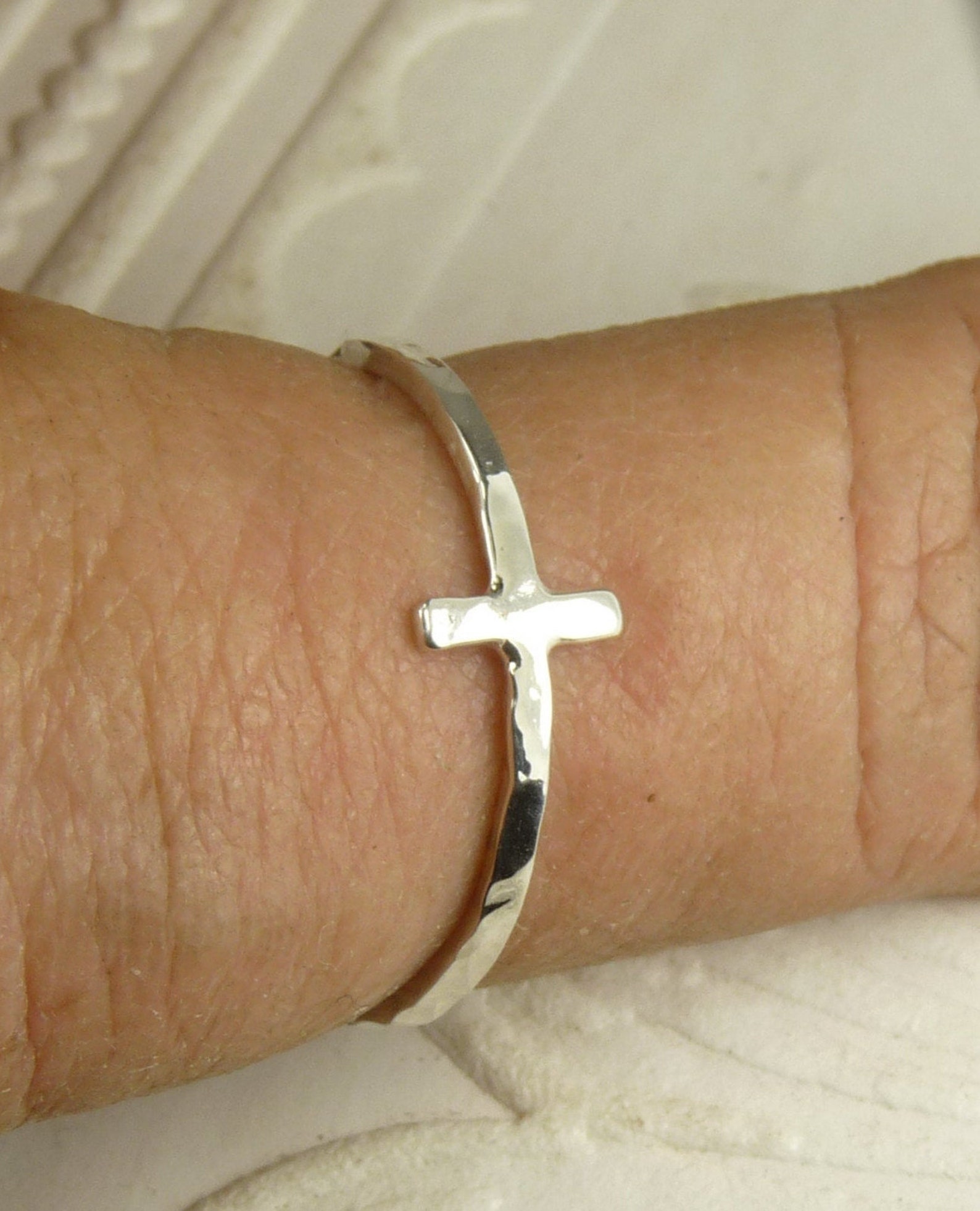 Sideways Cross Ring Purity Ring Sterling Silver Ring - Etsy