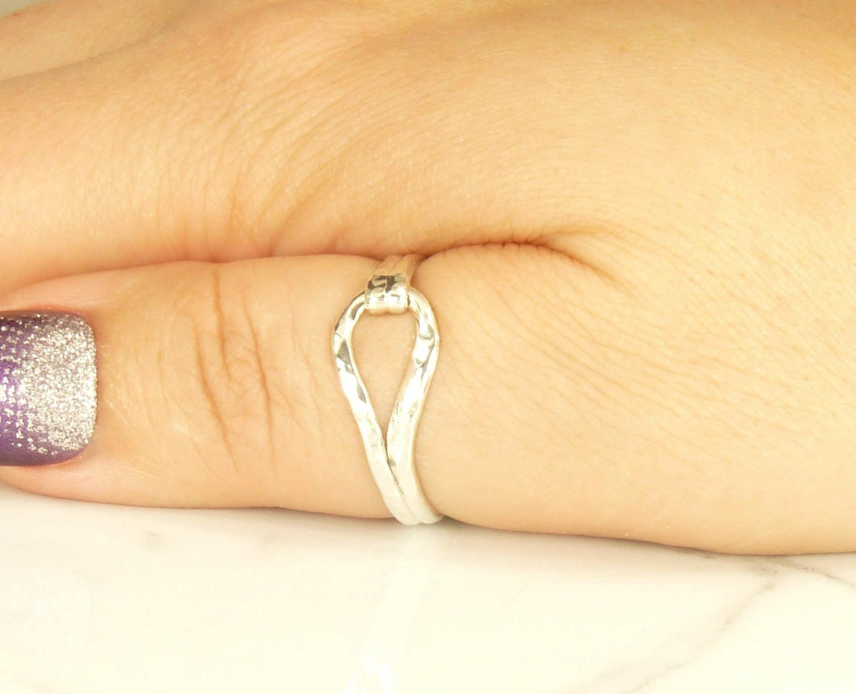 Slender Hammered Sterling Silver Thumb Ring, Boho Style - Etsy