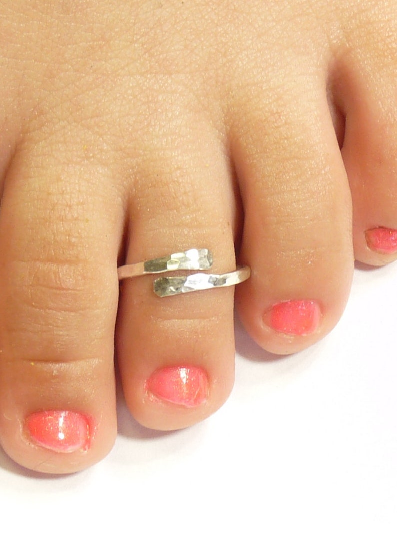 Toe Ring, Sterling Silver Crossover,adjustable Toe Ring, Hammered Ring ...