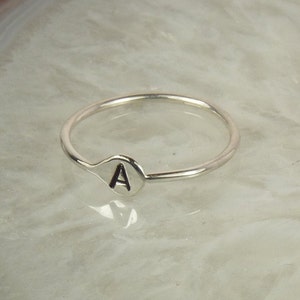 Sterling Silver Initial Ring, Personalized Stackable Ring - Etsy