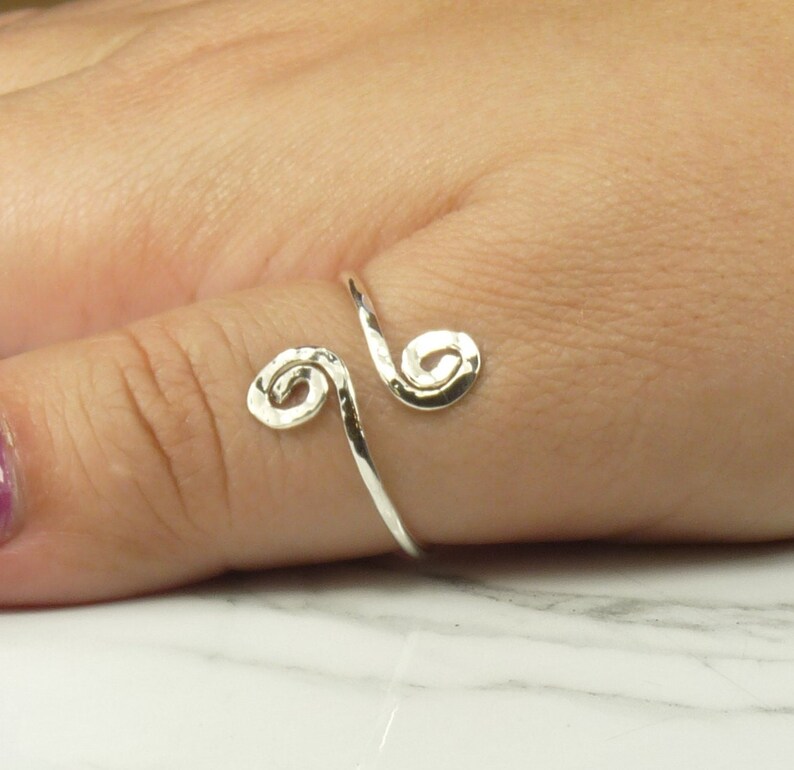 Thumb Ring Bypass Ring Hammered Swirl Ring Sterling Silver - Etsy