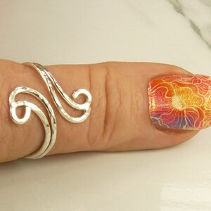 Sterling Silver Thumb Ring, Double Wire Bypass Ring, Adjustable Boho ...