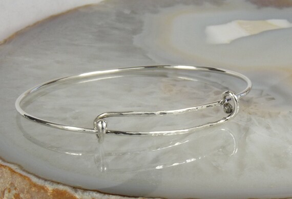 Childs Sterling Silver Adjustable Bangle Hammered Charm | Etsy