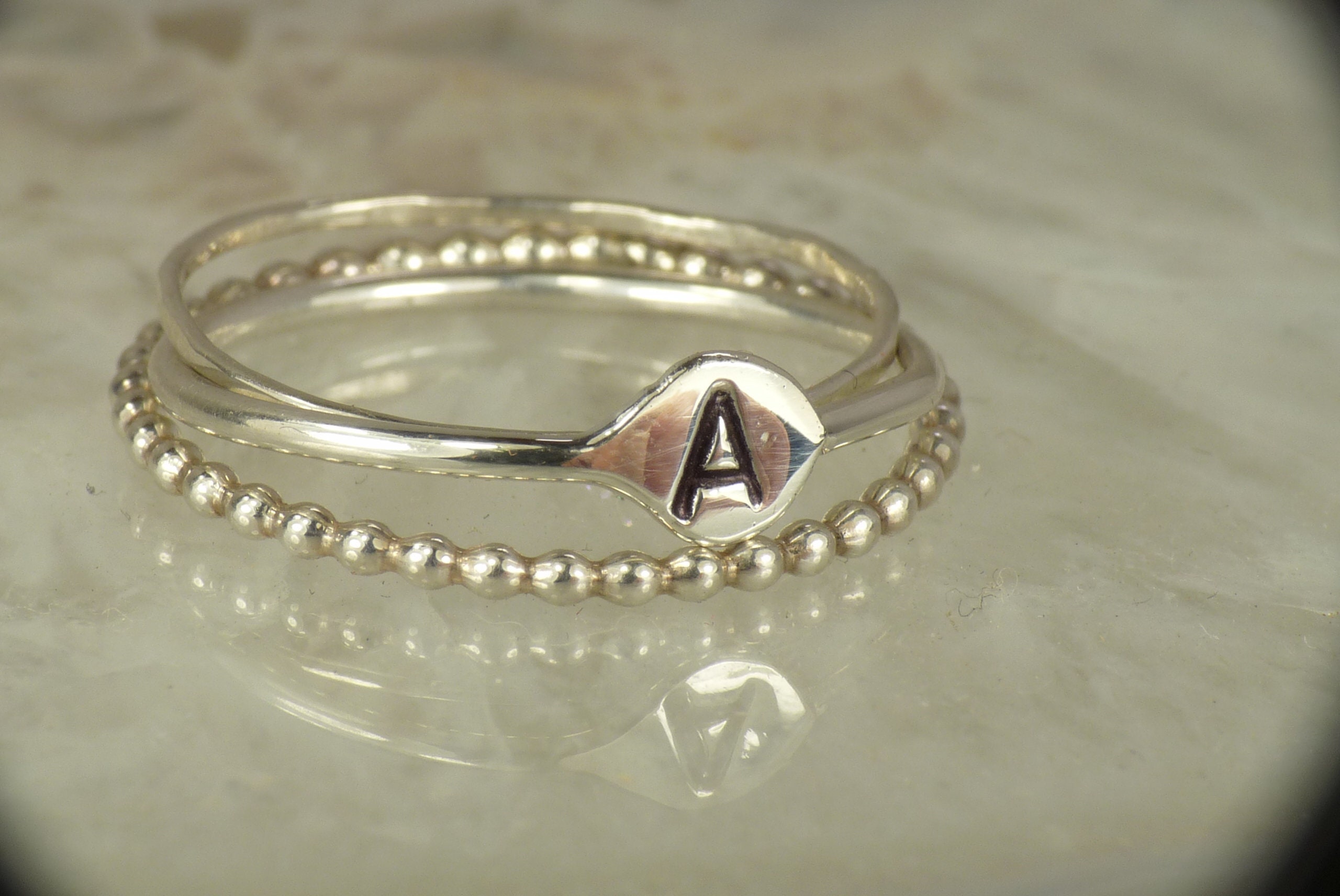 Initial Ringstacking Rings 3 Rings Personalized Letter - Etsy