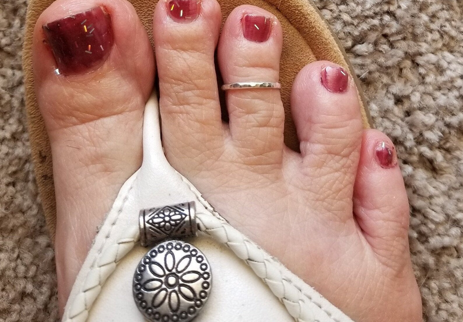 Toe Ring Sterling Silver AdjustableToe Ring Hammered Ring | Etsy