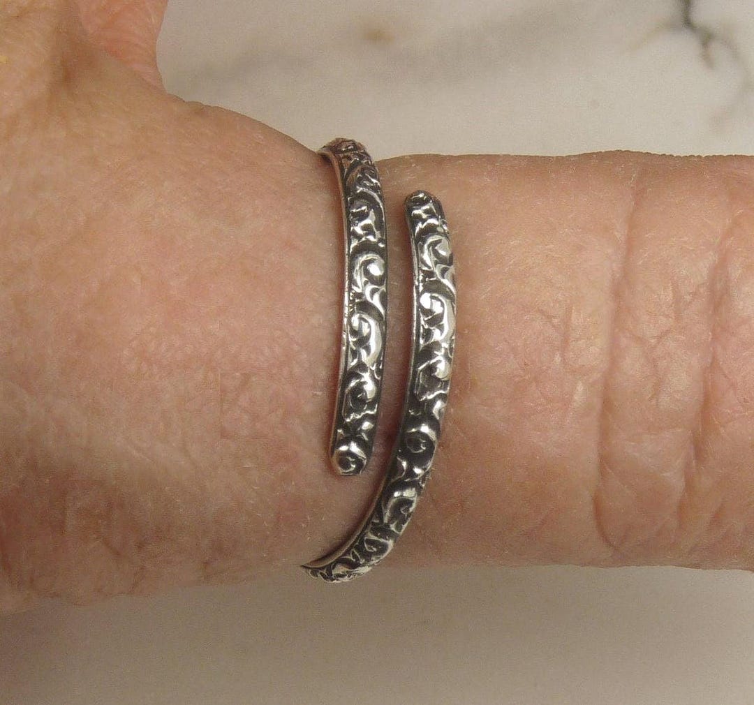 Oxidized Sterling Silver Floral Wrap Ring, Adjustable Thumb Ring - Etsy