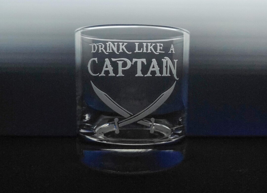 Drink Like A Captain Crossed Pirate Swords Etched Glass for Wine ...